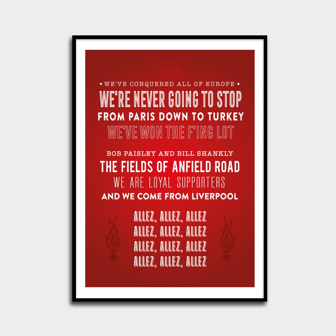 Liverpool Allez Allez Allez Wall Art Typography Print A4 - Etsy