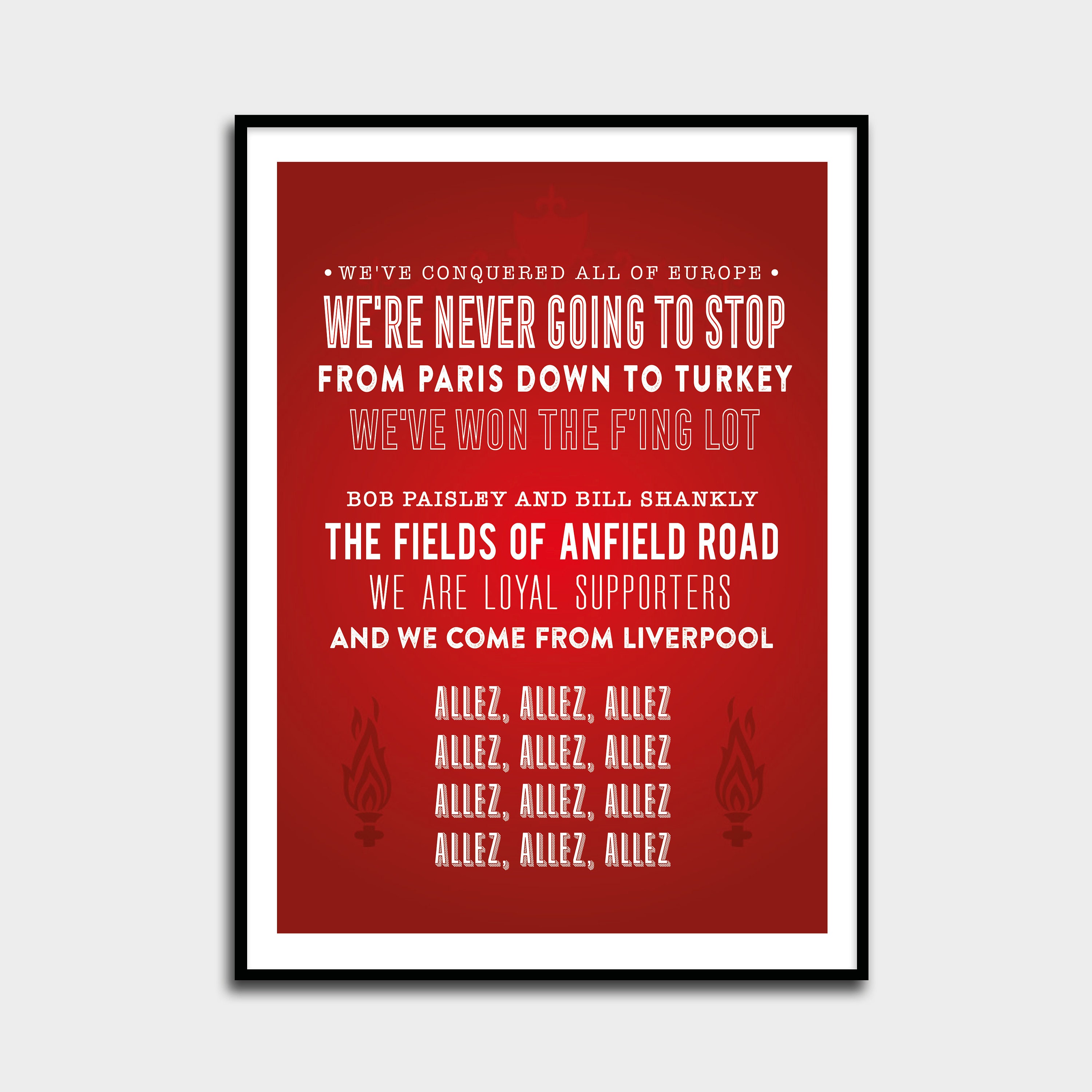 Liverpool Allez Allez Allez Wall Art Typography Print A4 - Etsy