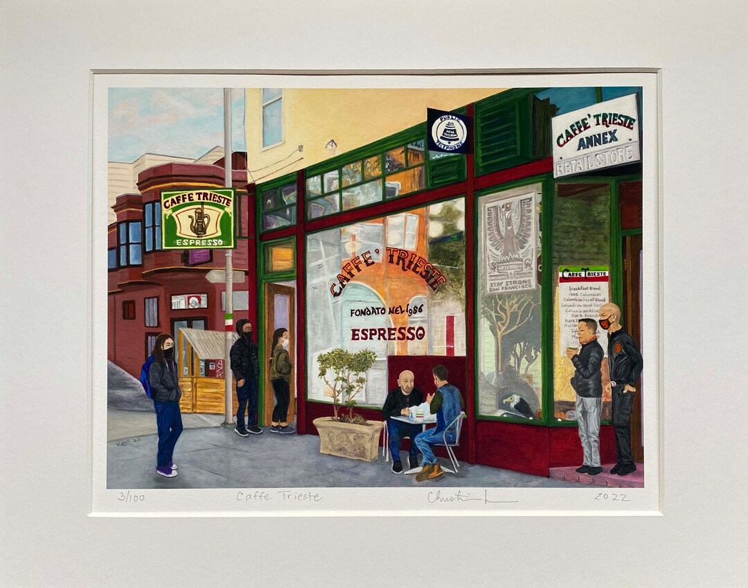 Signed Limited Edition Print of Caffe Trieste - Etsy