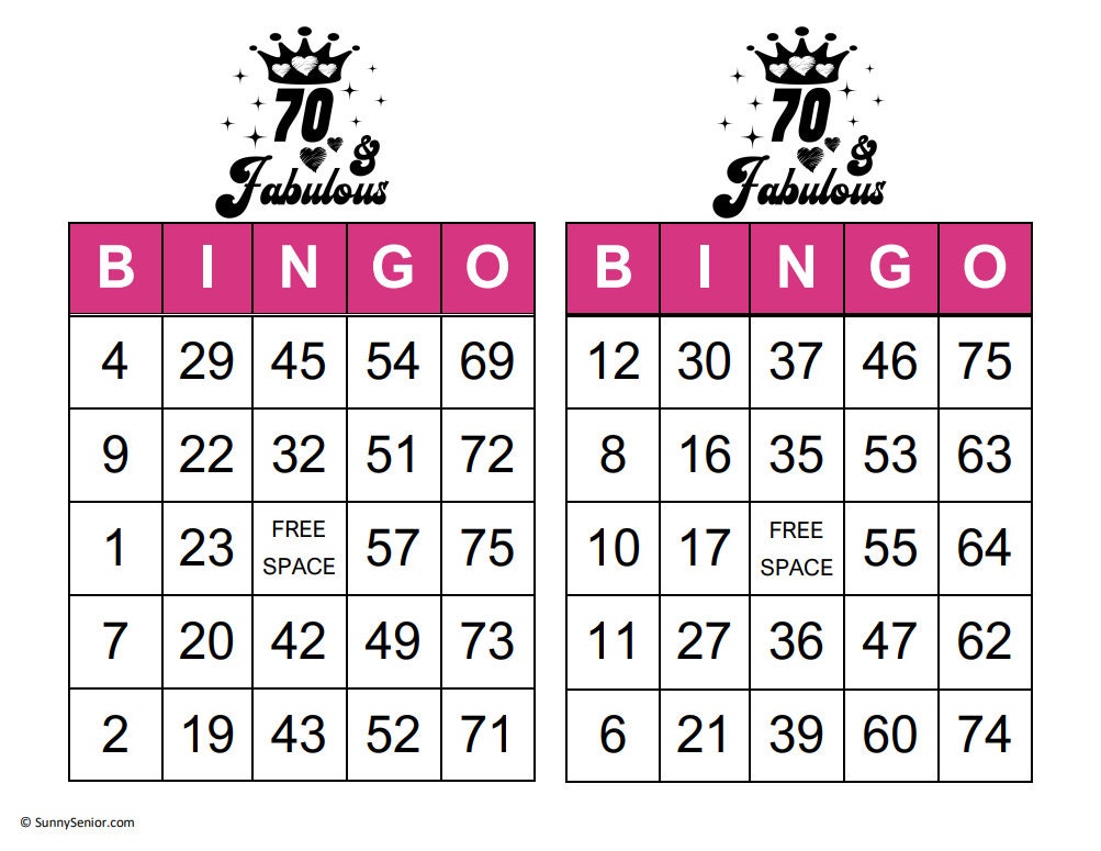 Celebrate 70 With These Birthday Bingo Cards - 1000 Printable Pack - Etsy