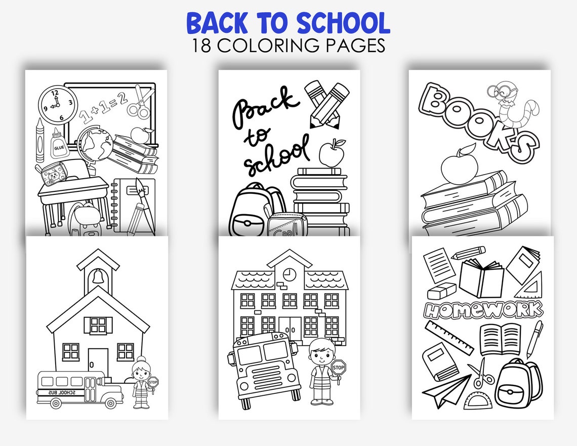 Back to School Fun: Printable Coloring Pages for Kids - Etsy