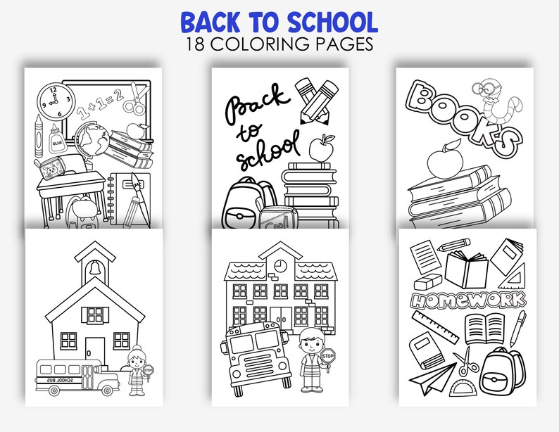 Back to School Fun: Printable Coloring Pages for Kids! - Etsy
