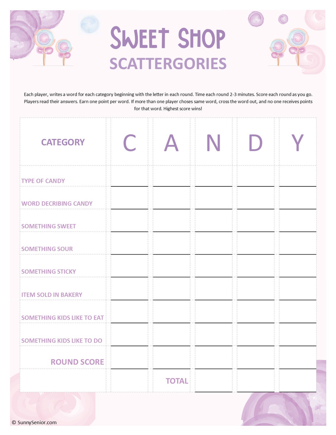 Sweet Treat Delights: Printable Candy Themed Party Game Bundle - Etsy