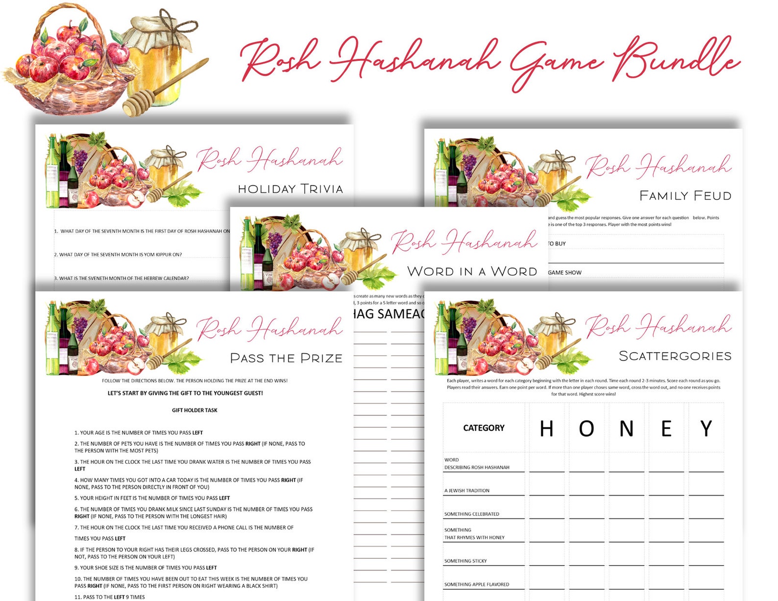 Rosh Hashanah Revelry: Printable Party Games Pack - Etsy