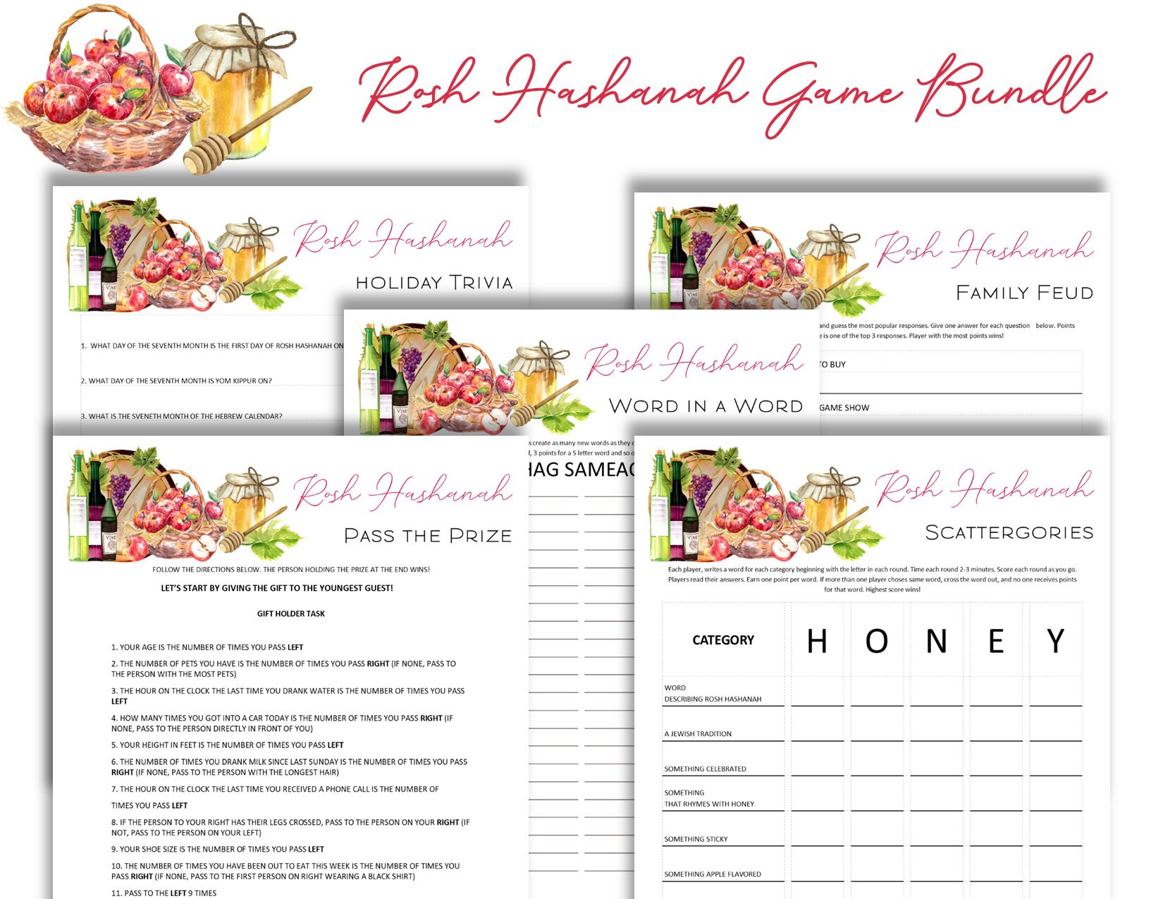 Rosh Hashanah Revelry: Printable Party Games Pack - Etsy