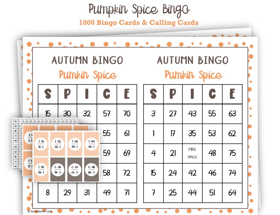 Autumn Printable Bingo Cards Set of 1000 - Etsy