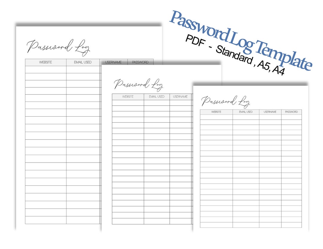 Password Log - Securely Track and Organize All Your Passwords - Etsy