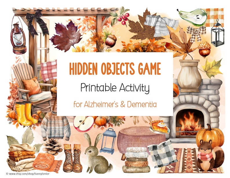 4 Fall Printable Hidden Objects Game: Mental Exercise for Dementia - Etsy