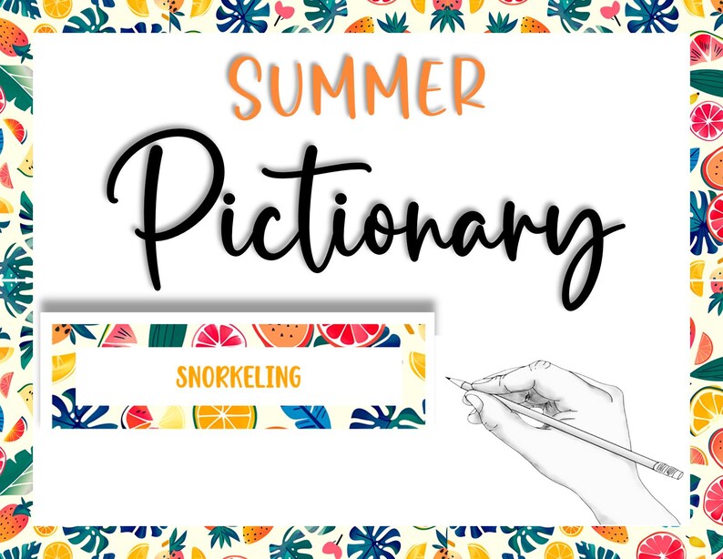 Printable Summer Pictionary Game – Fun Drawing Game for Classrooms ...