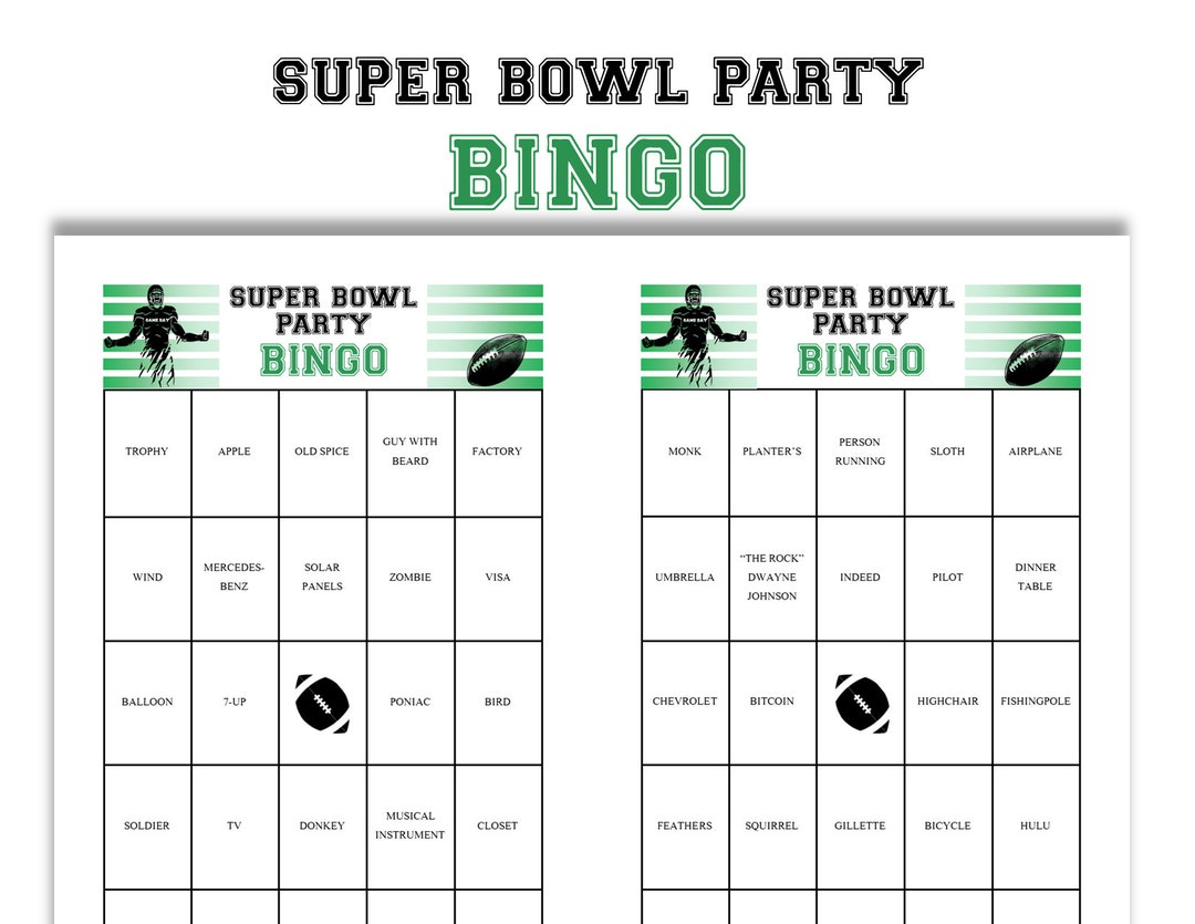 Super Bowl Party Bingo - Printable Game for Unforgettable Ad-watching ...