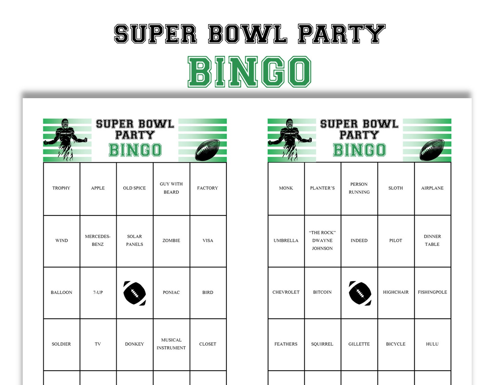 Super Bowl Party Bingo - Printable Game for Unforgettable Ad-watching ...