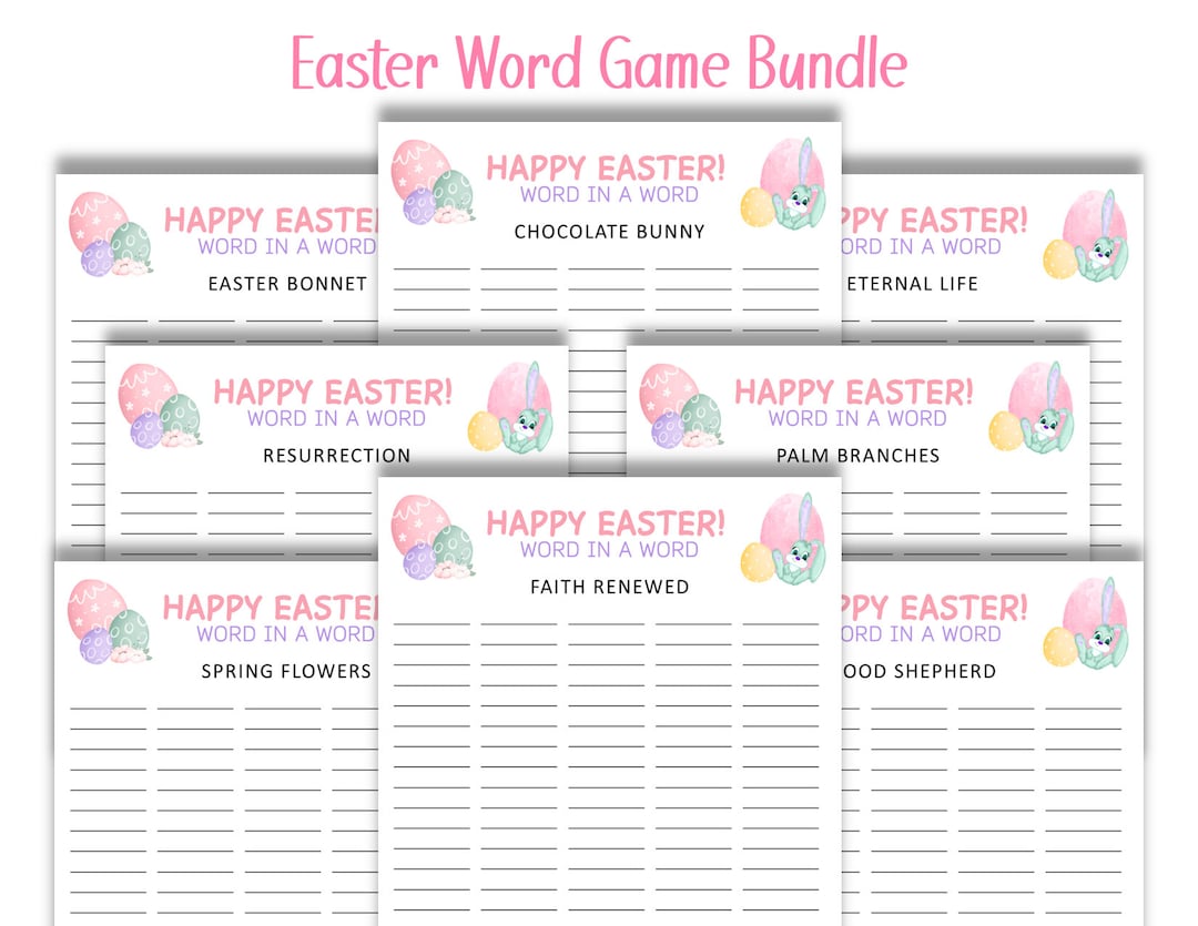 Easter Word in a Word Printable Game Pack - Etsy