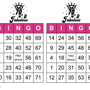Celebrate 70 With These Birthday Bingo Cards - 1000 Printable Pack - Etsy