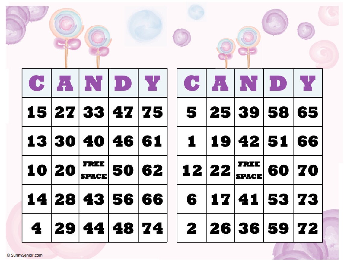 Sugar Rush Bingo for Your Candy Theme Party 1000 Printable Cards - Etsy