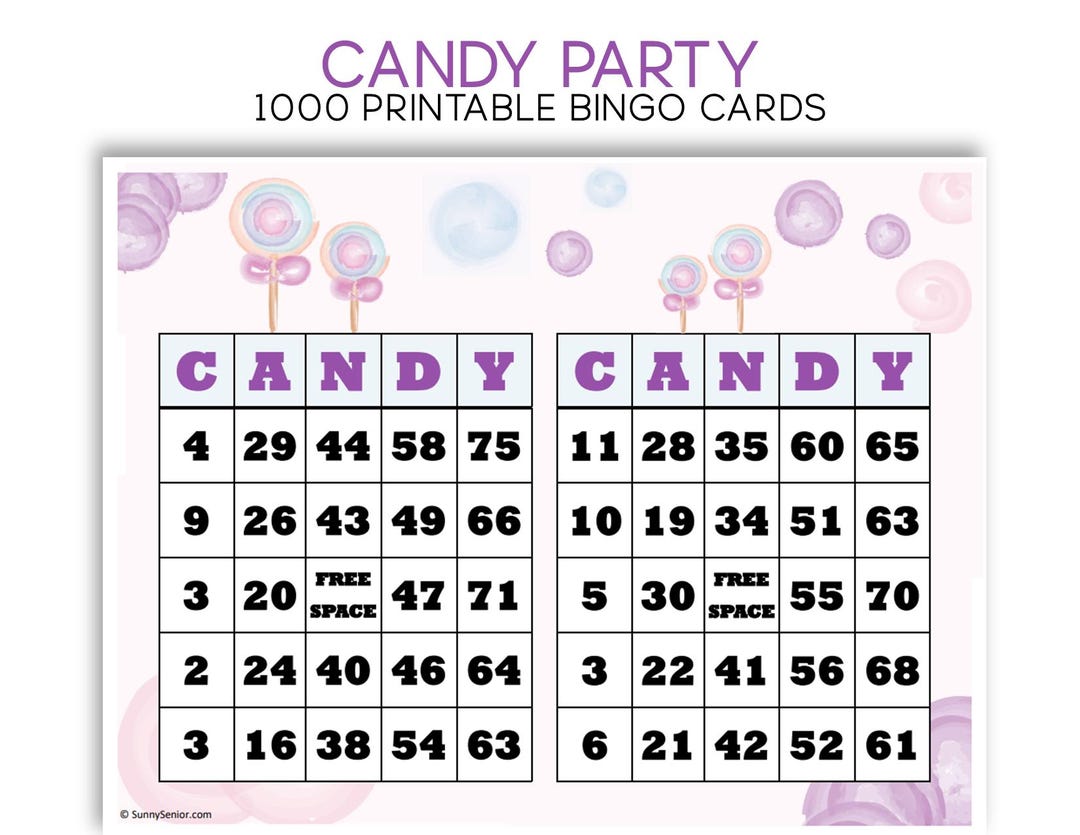 Two Sweet Bingo for Your Candy Theme Birthday Party - 1000 Printable ...