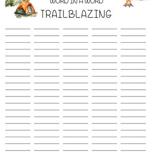 Camping Adventure Word Games: Printable Fun for Outdoor Enthusiasts - Etsy
