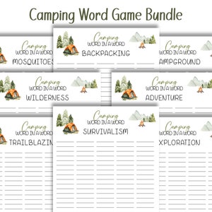 Camping Adventure Word Games: Printable Fun for Outdoor Enthusiasts - Etsy
