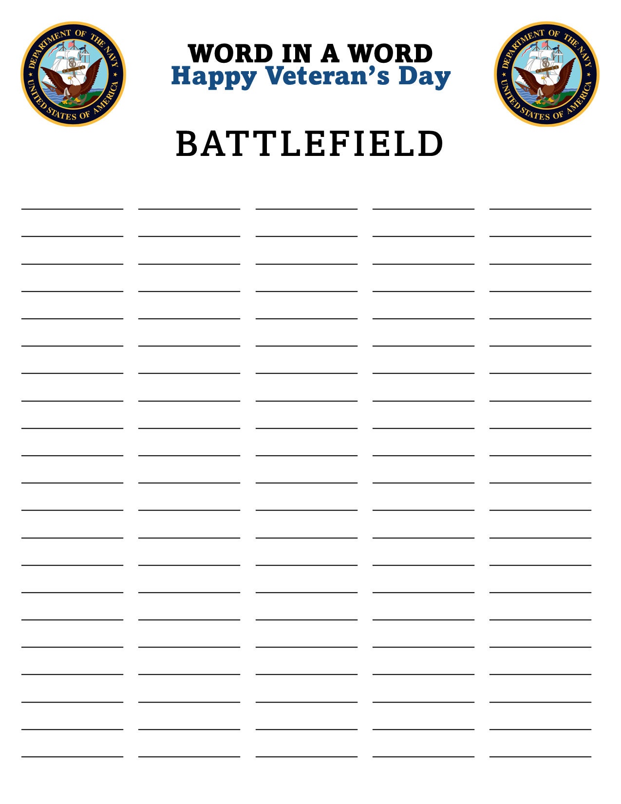 Veterans Day Word in a Word Games: 8 Printable Puzzles - Etsy
