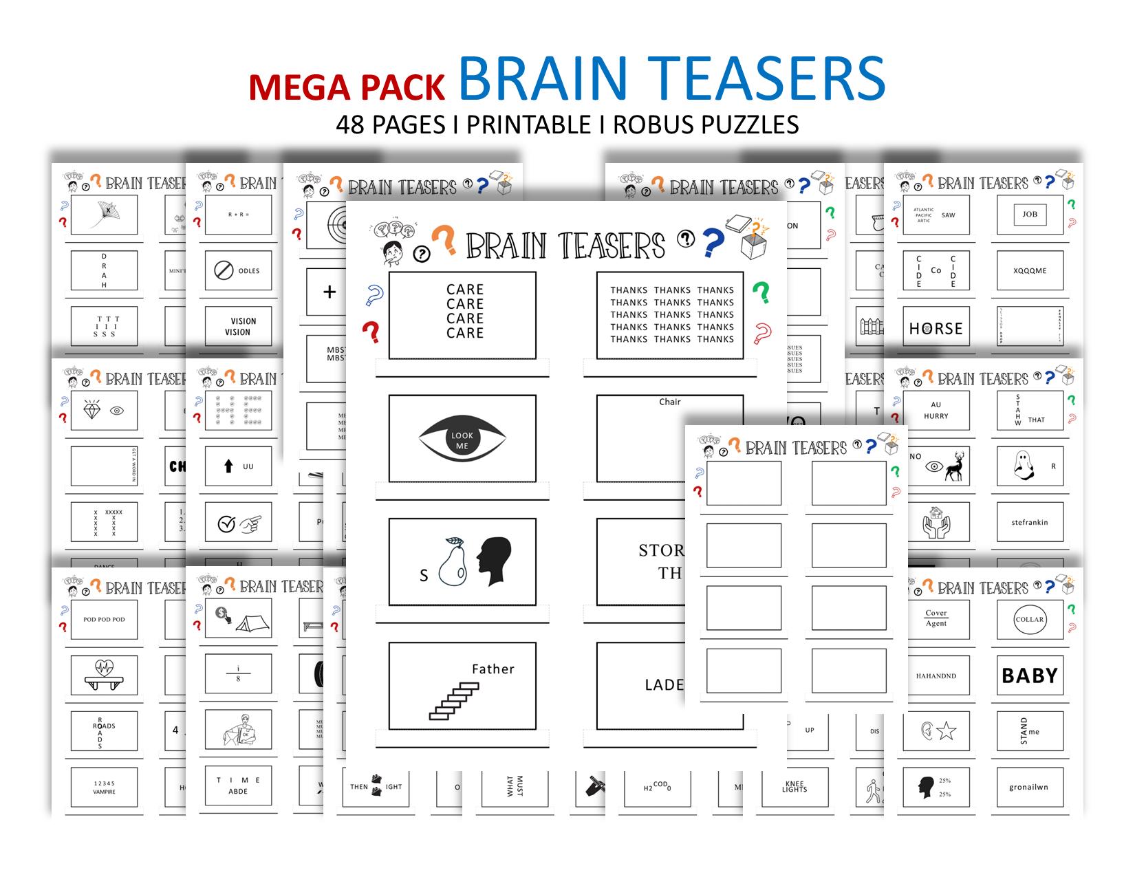 48-page Printable Brain Games: Robus Puzzles & Brain Teasers - Etsy