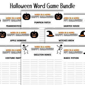 Spooktacular Halloween Word in a Word Games Collection - Etsy