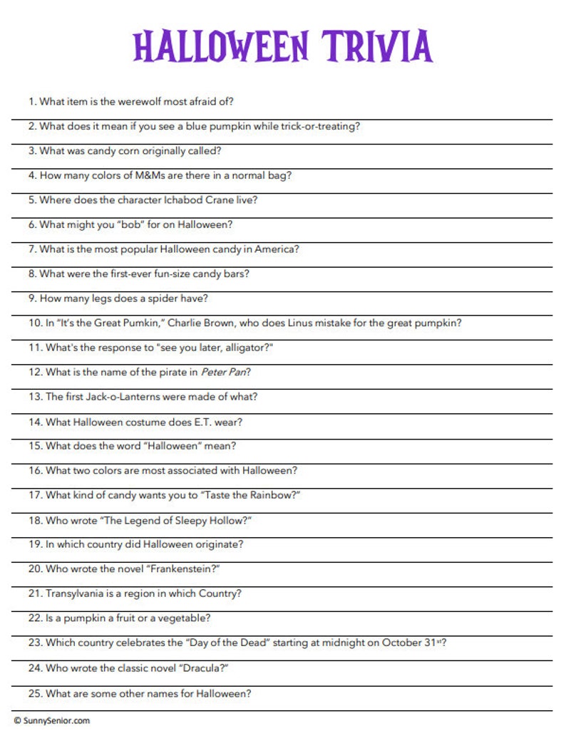 Spooky Spectacle: Printable Halloween Trivia Pack - Etsy