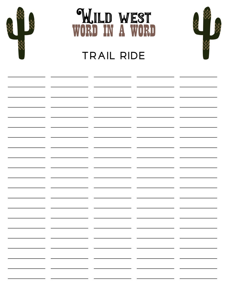 Wild West Word-in-a-word Party Games Collection - Etsy