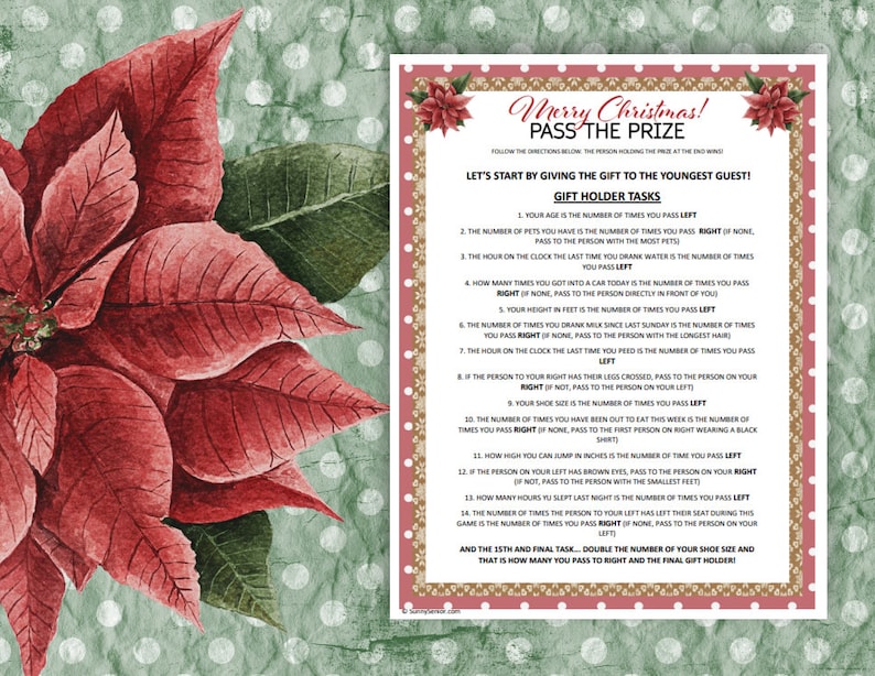 Christmas Pass the Prize Game: Printable Holiday Activity (PDF) - Etsy