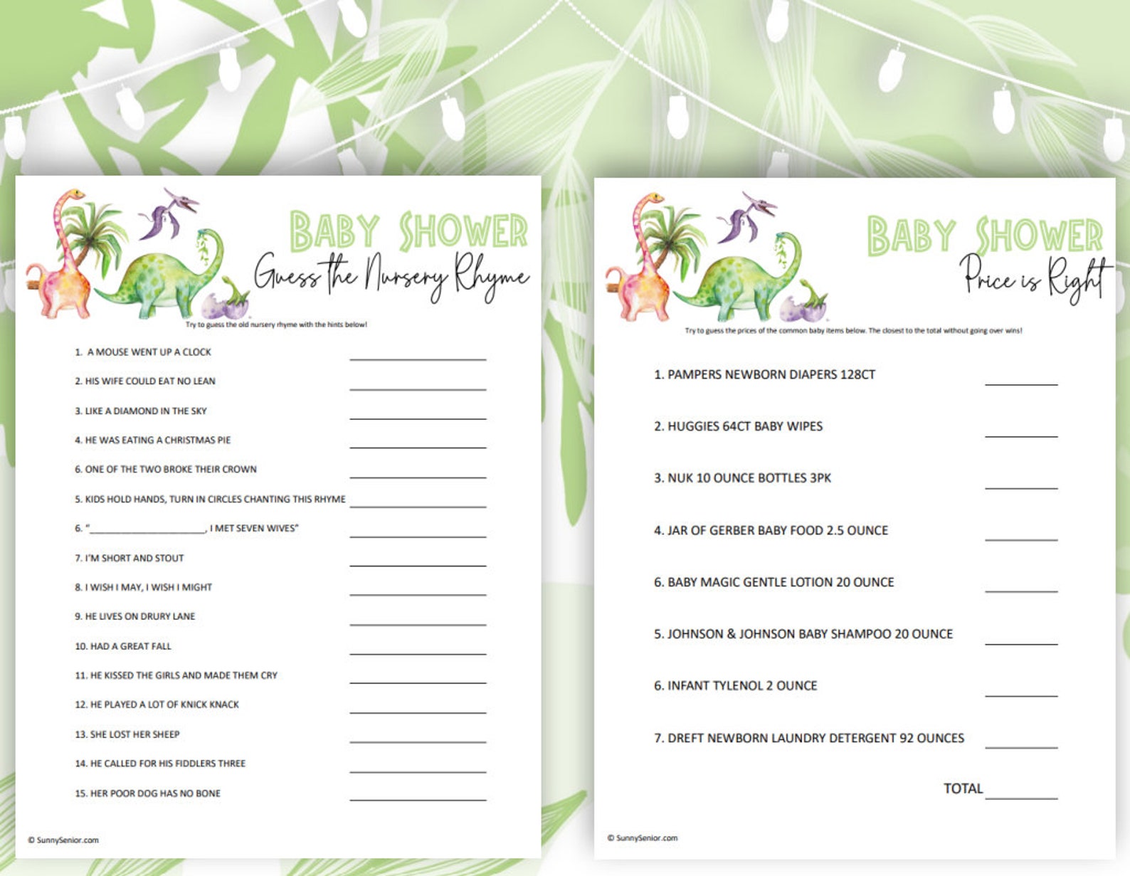 Dinosaur Baby Shower Games Printable Babyshower Games - Etsy