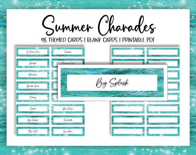 Summer Charades Printable Game for Kids and Teens, 30 Prompts With ...