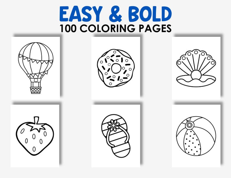 100 Easy and Bold Printable Coloring Pages for Relaxation and ...