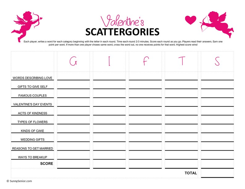 5 Pack Valentine's Scattergories Games - Etsy