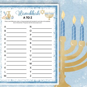 Hanukkah Game A to Z, Printable Chanukah Games for Kids, Adults and ...