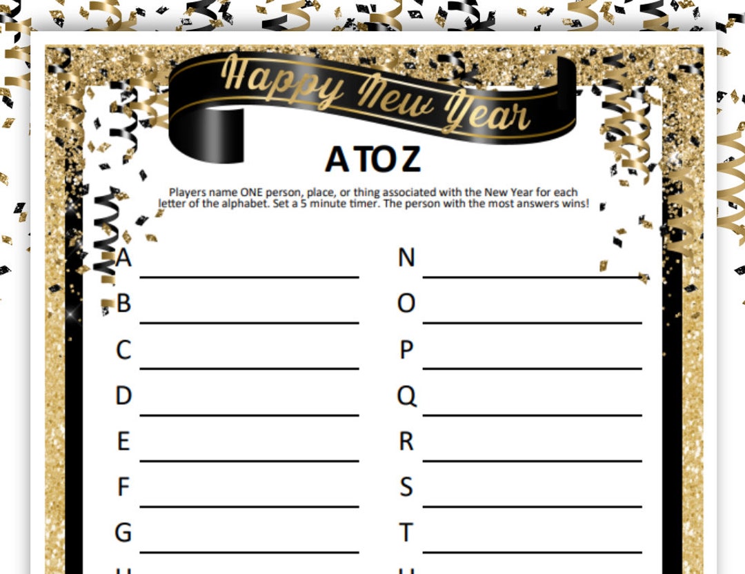 New Year's A to Z: A Fun and Challenging Word Game - Etsy