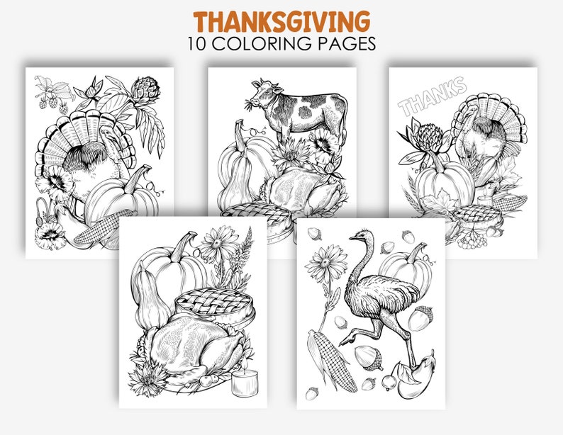 Thanksgiving Coloring Pages - A Festive Art Adventure! - Etsy