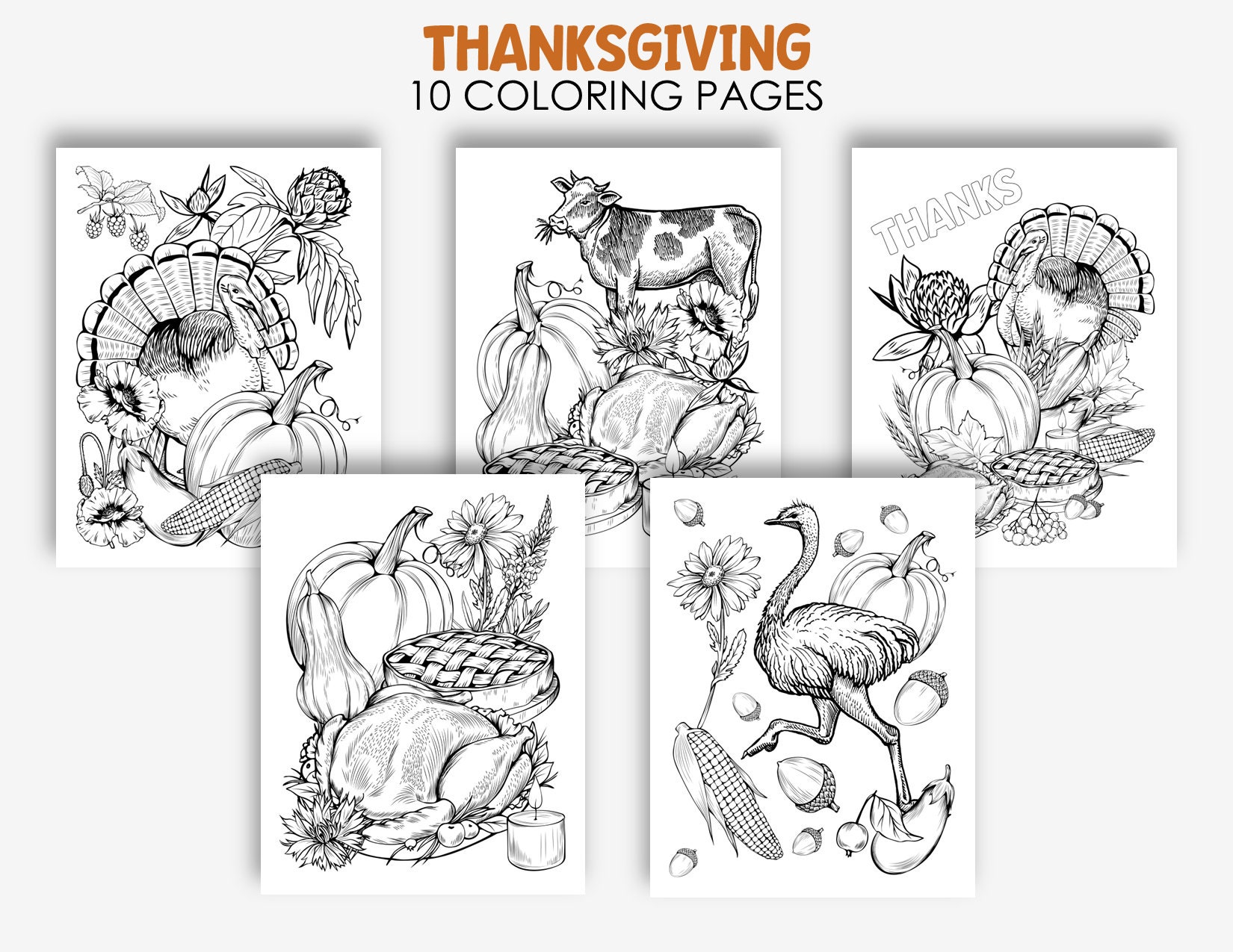 Thanksgiving Coloring Pages - A Festive Art Adventure! - Etsy