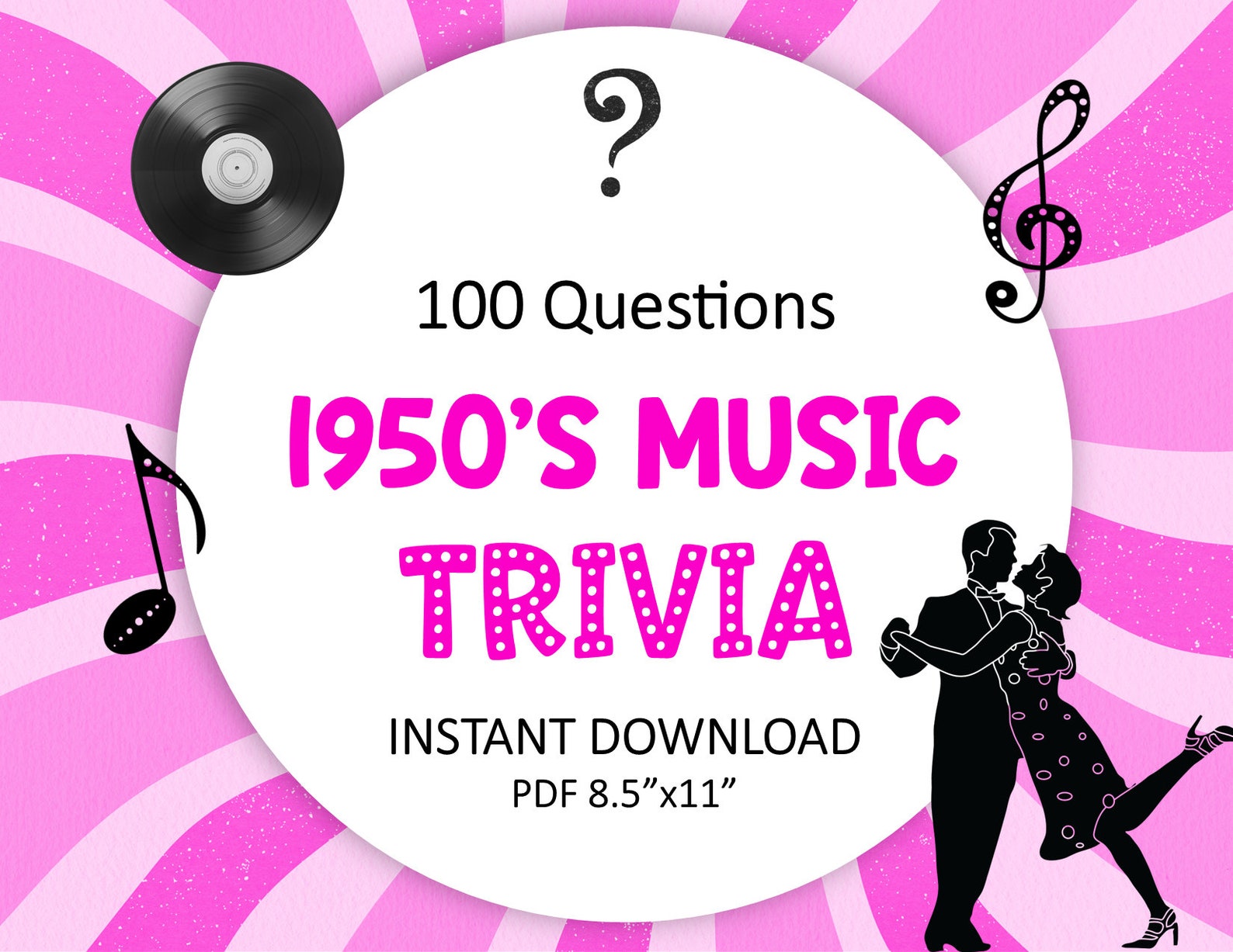 1950s Music Trivia: 100 Printable Questions for a Rockin' Retro Quiz ...