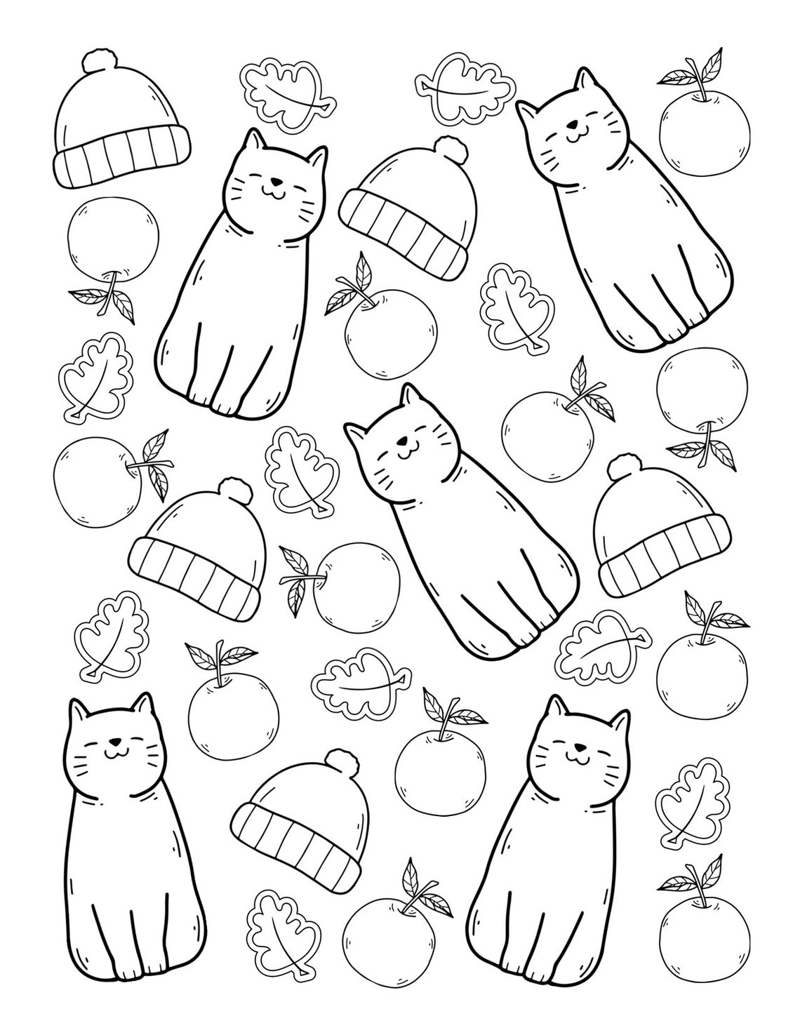 Autumn Doodles Coloring Pages - Whimsical Fall Delights! - Etsy