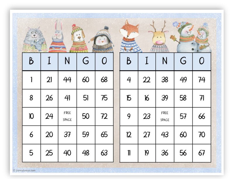 1000 Winter Bingo Cards Printable for Kids Winter Wonderland Party Game ...