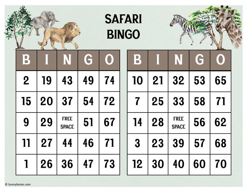 Jungle Bingo for Your Safari Party 1000 Printable Cards - Etsy