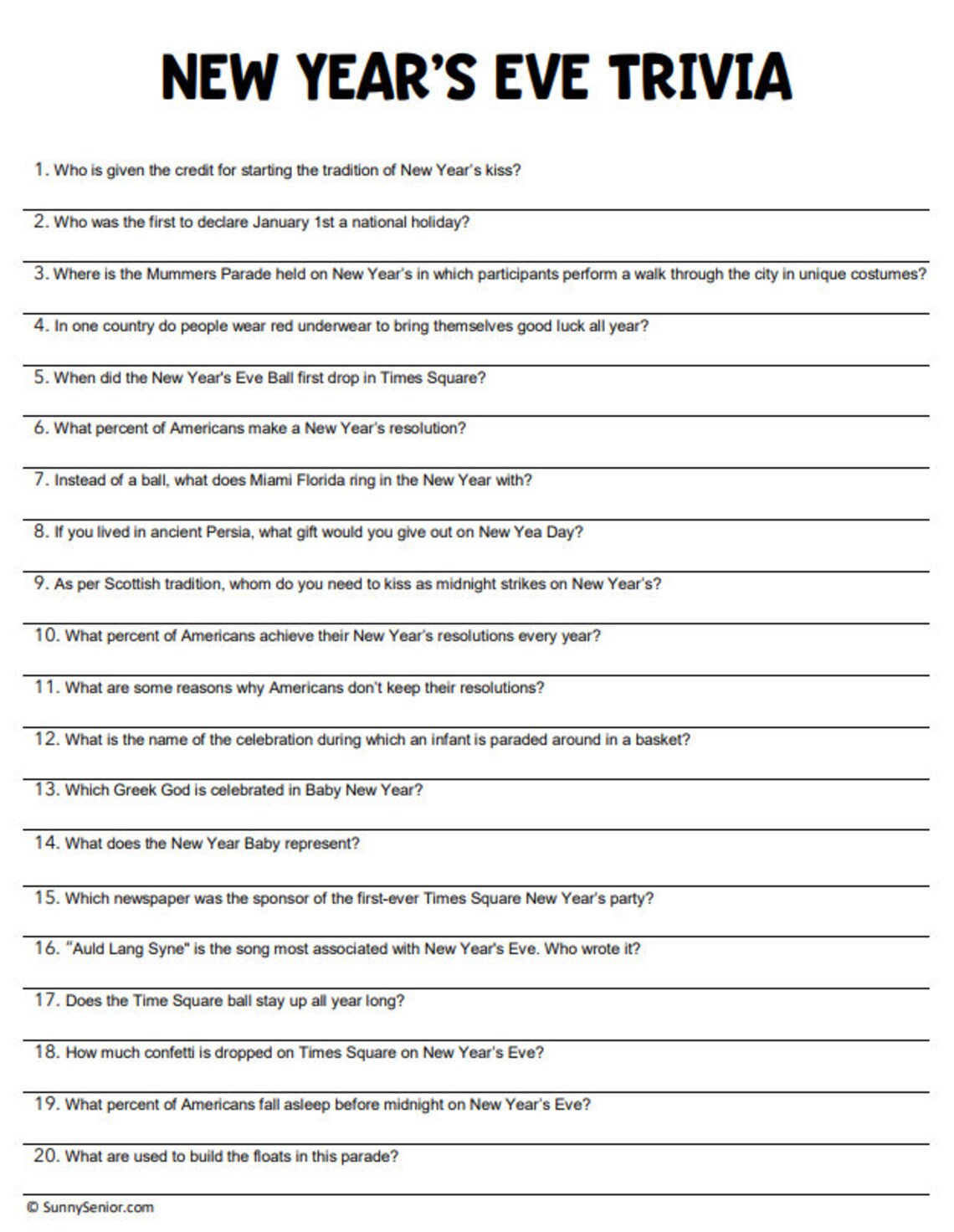 New Year's Trivia: A Fun and Interactive Game for Your New Year's Eve ...