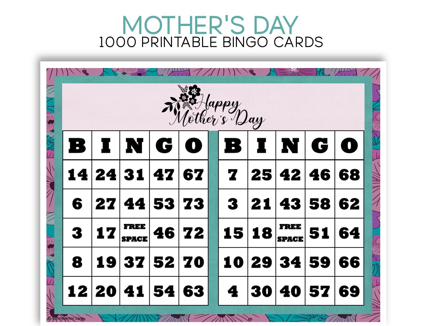 Printable Mother's Day Bingo Cards Set of 1000 - Etsy