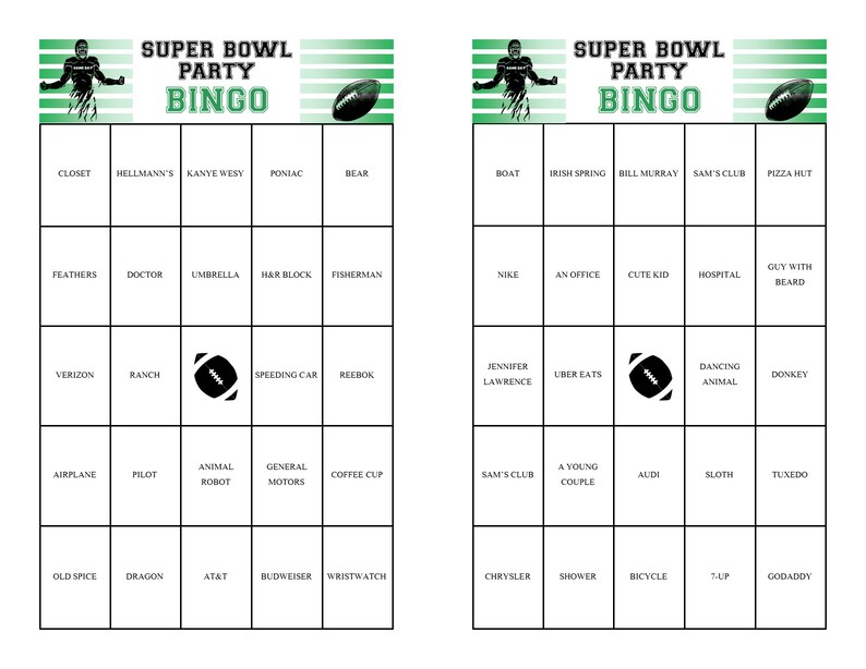 Super Bowl Party Bingo - Printable Game for Unforgettable Ad-watching ...