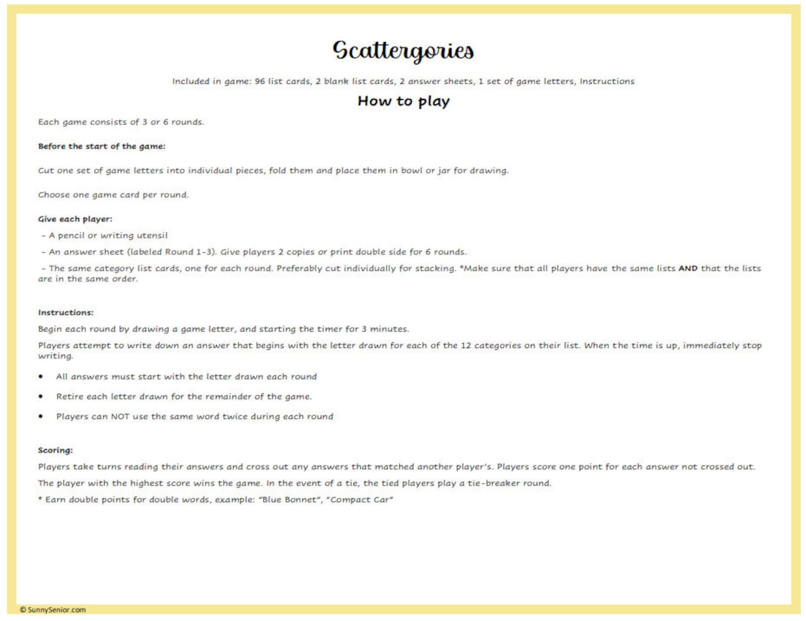 Scattergories Printable Game for Kids: Build Vocabulary and Have Fun ...