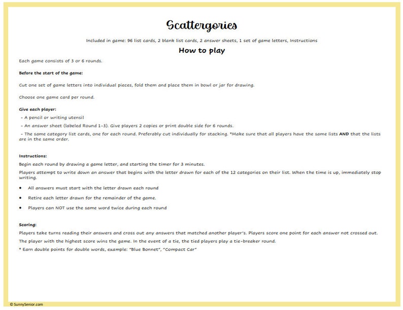 Scattergories Printable Game for Kids: Build Vocabulary and Have Fun ...