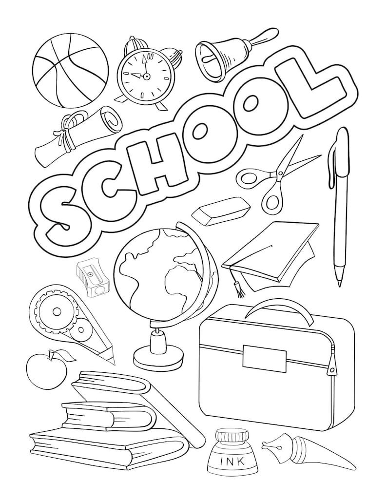 Back to School Fun: Printable Coloring Pages for Kids - Etsy
