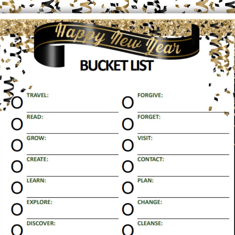 New Year Bucket List - Etsy