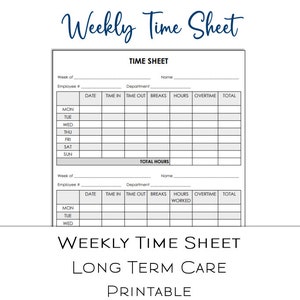 Weekly Employee Time Sheet Printable: Two-week Log (PDF Download ...