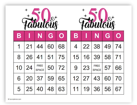 50th Birthday Bingo for Adults Printable 50 Birthday Party - Etsy