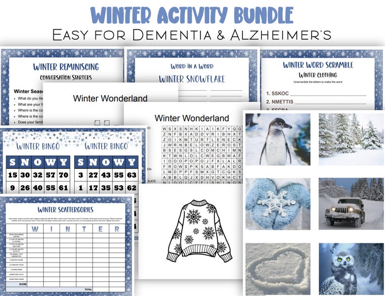 Winter Wonderland: A Printable Activity Bundle for Alzheimer's Care - Etsy