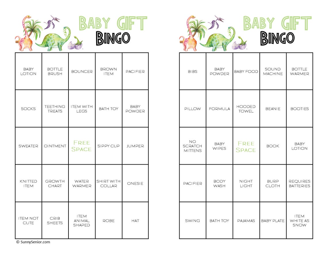 Dinosaur Baby Shower Gift Bingo: A Fun Twist on Gift Giving! - Etsy